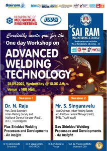 The Department of Mechanical Engineering of Sri Sairam Engineering ...